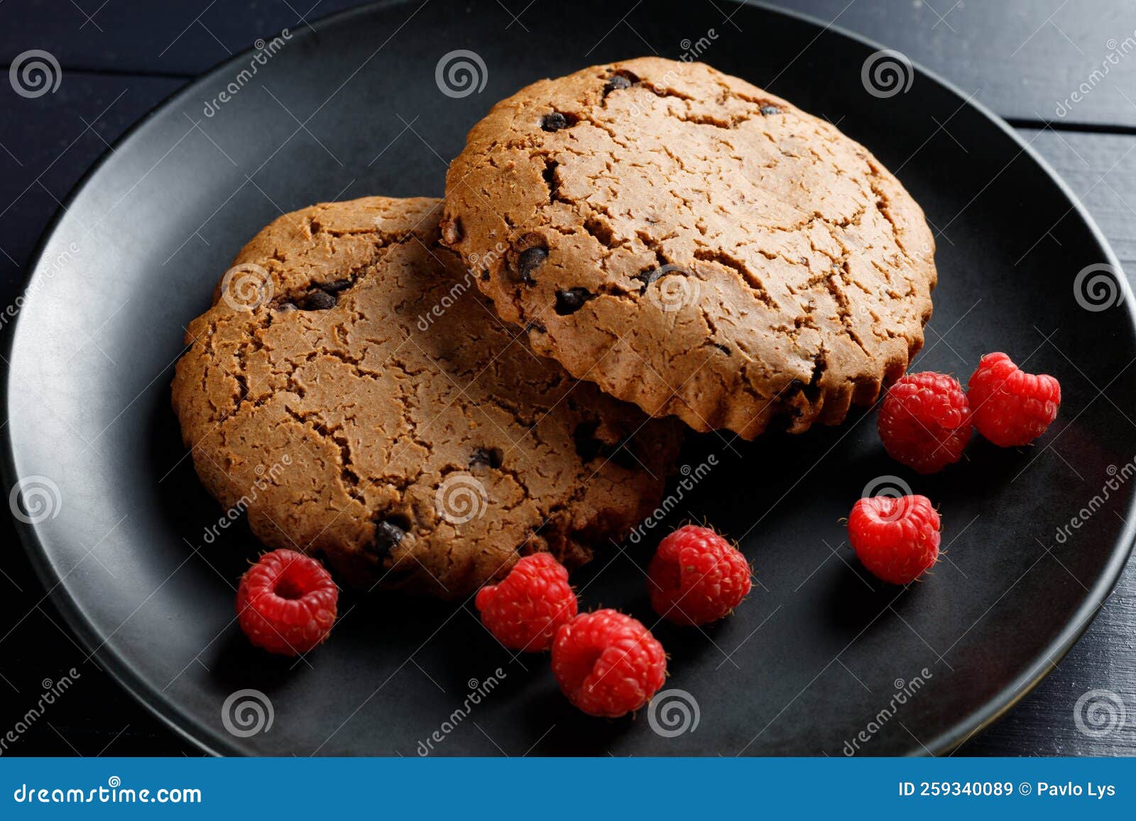 Oatmeal Cookies with Berries on Dark Stock Image - Image of cake ...