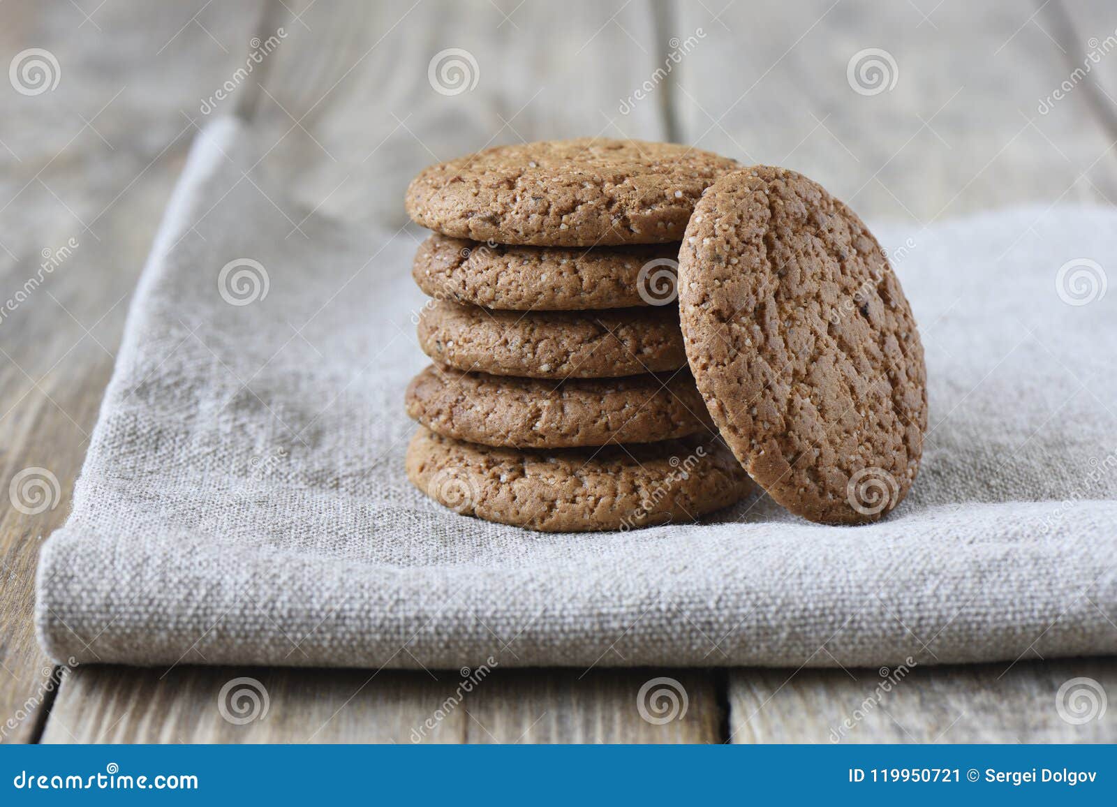 Oatmeal Cookies on Rough Fabric Stock Image - Image of health, homemade ...