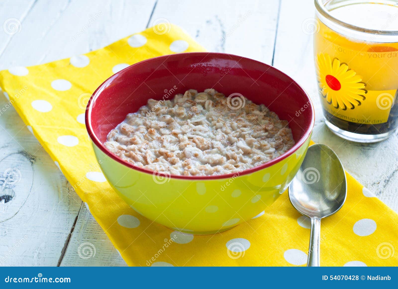 Oatmeal and cup of tea stock photo. Image of healthy - 54070428