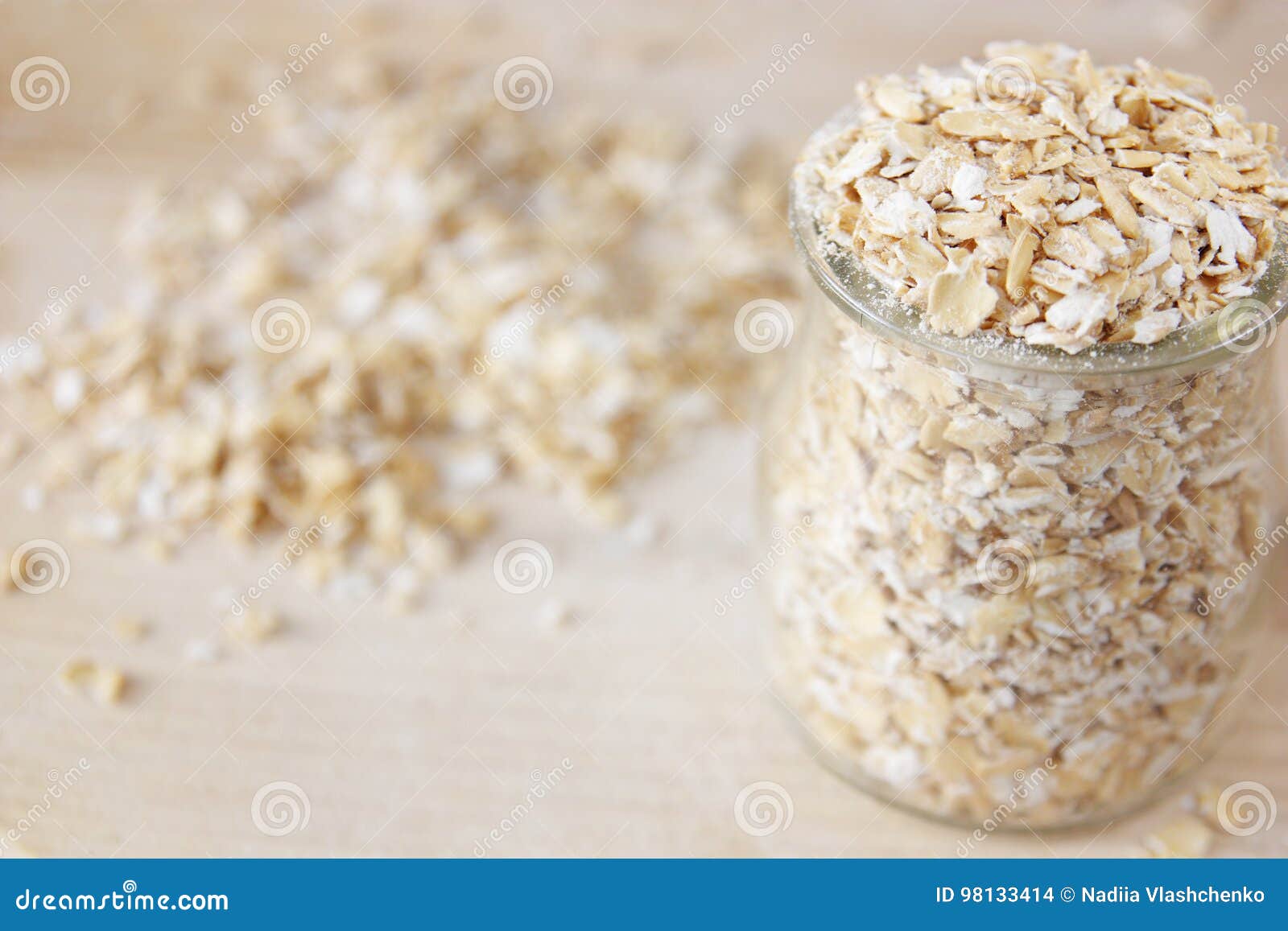 Oatmeal flakes stock photo. Image of dish, food, grain - 98133414