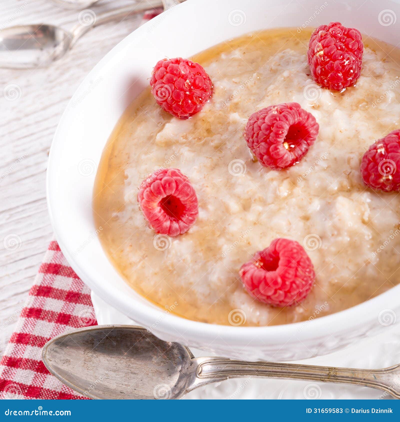 Oatmeal with Fresh Raspberry Stock Image - Image of prepared, flake ...