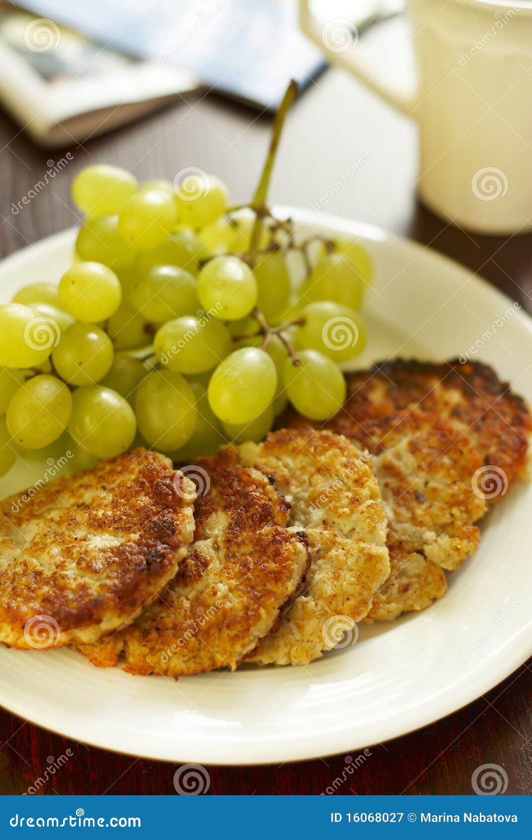Oatmeal Pancakes and Grapes Stock Image - Image of flakes, batch: 16068027