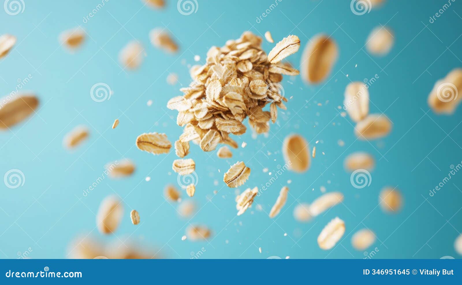Oats are Artistically Suspended Mid Air Vibrant Blue Backdrop ...