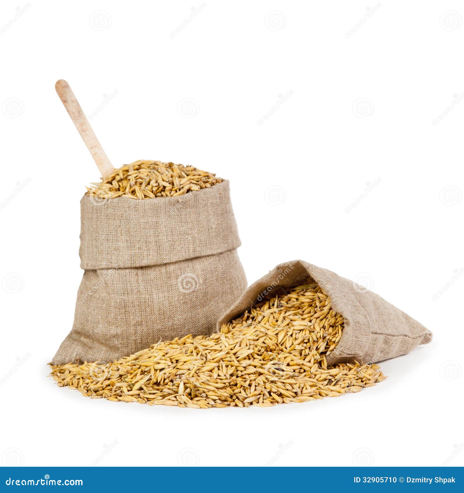 Oats in a Bag Isolated on White Background Stock Photo - Image of diet ...