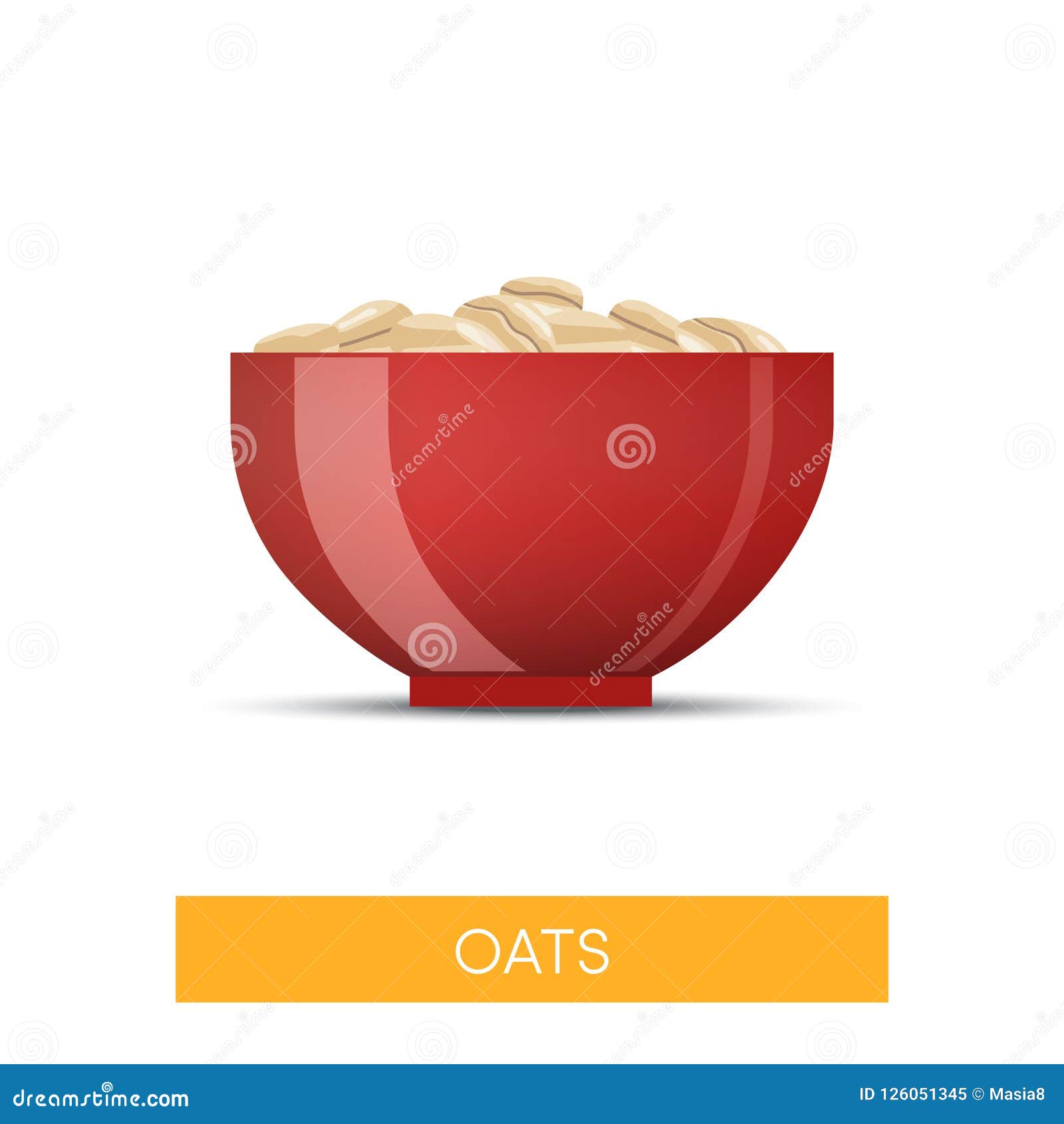 Oats in a bowl, vector stock illustration. Illustration of healthy ...