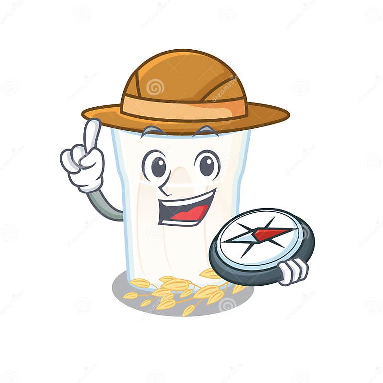 Oats Milk Experienced Explorer Using a Compass Stock Vector ...
