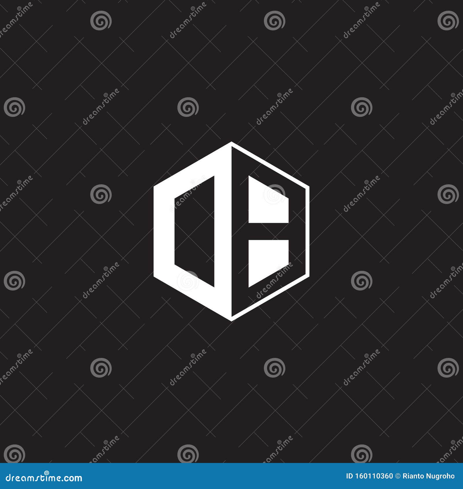 DB Logo Monogram Hexagon with Black Background Negative Space Style ...