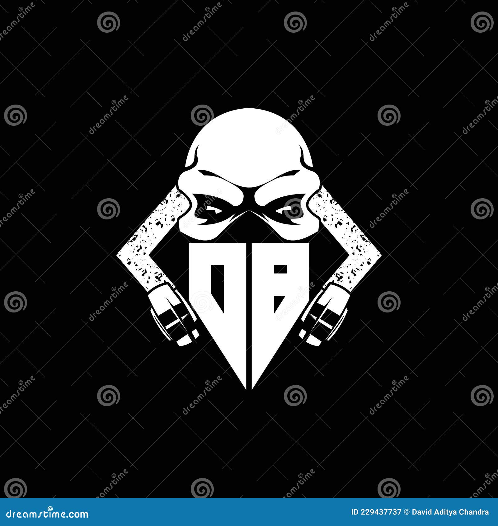 OB Initial Gaming ESport Skull Mask Style Stock Vector - Illustration ...