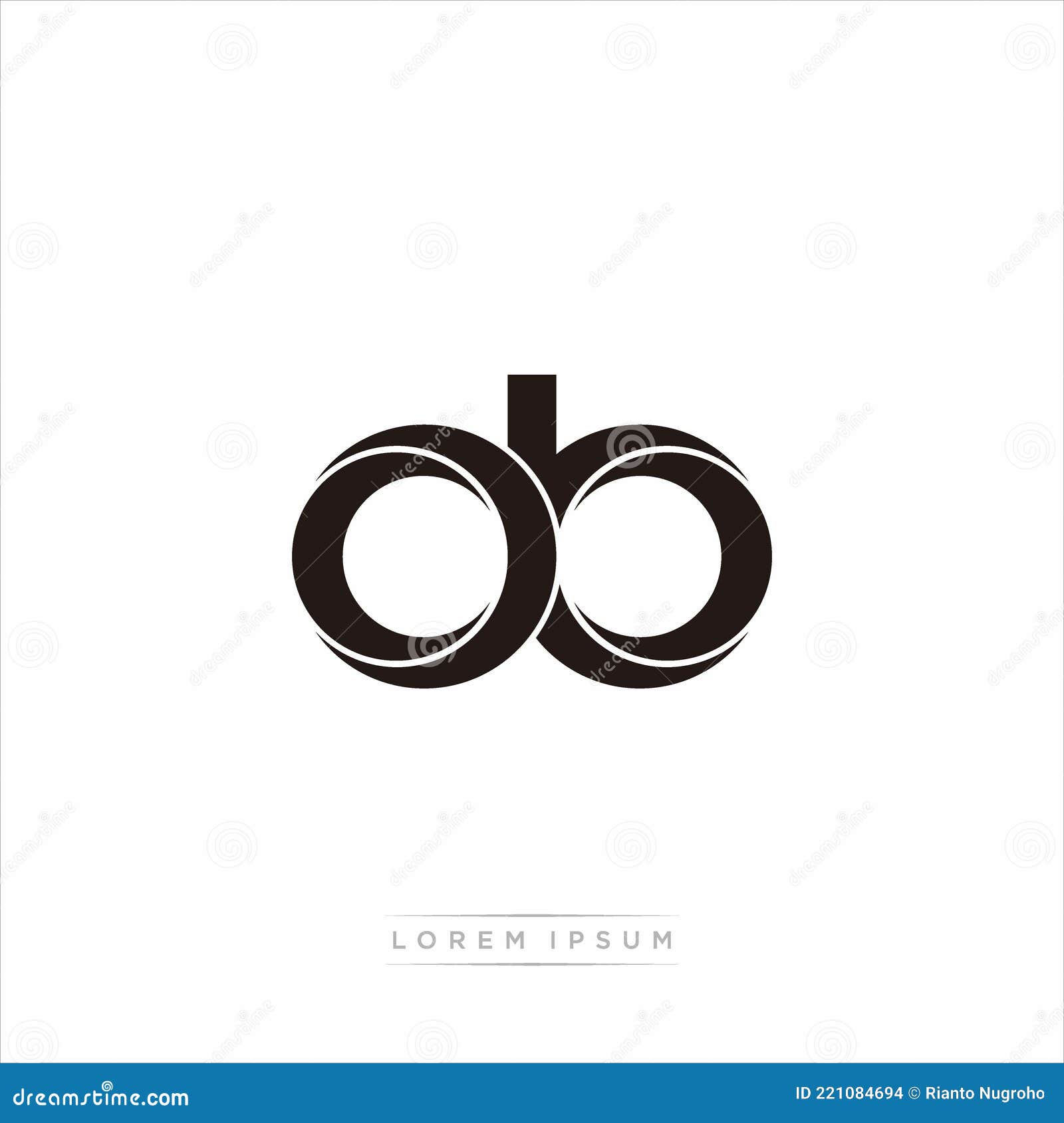 Ob Initial Letter Split Lowercase Modern Monogram Linked Outline ...