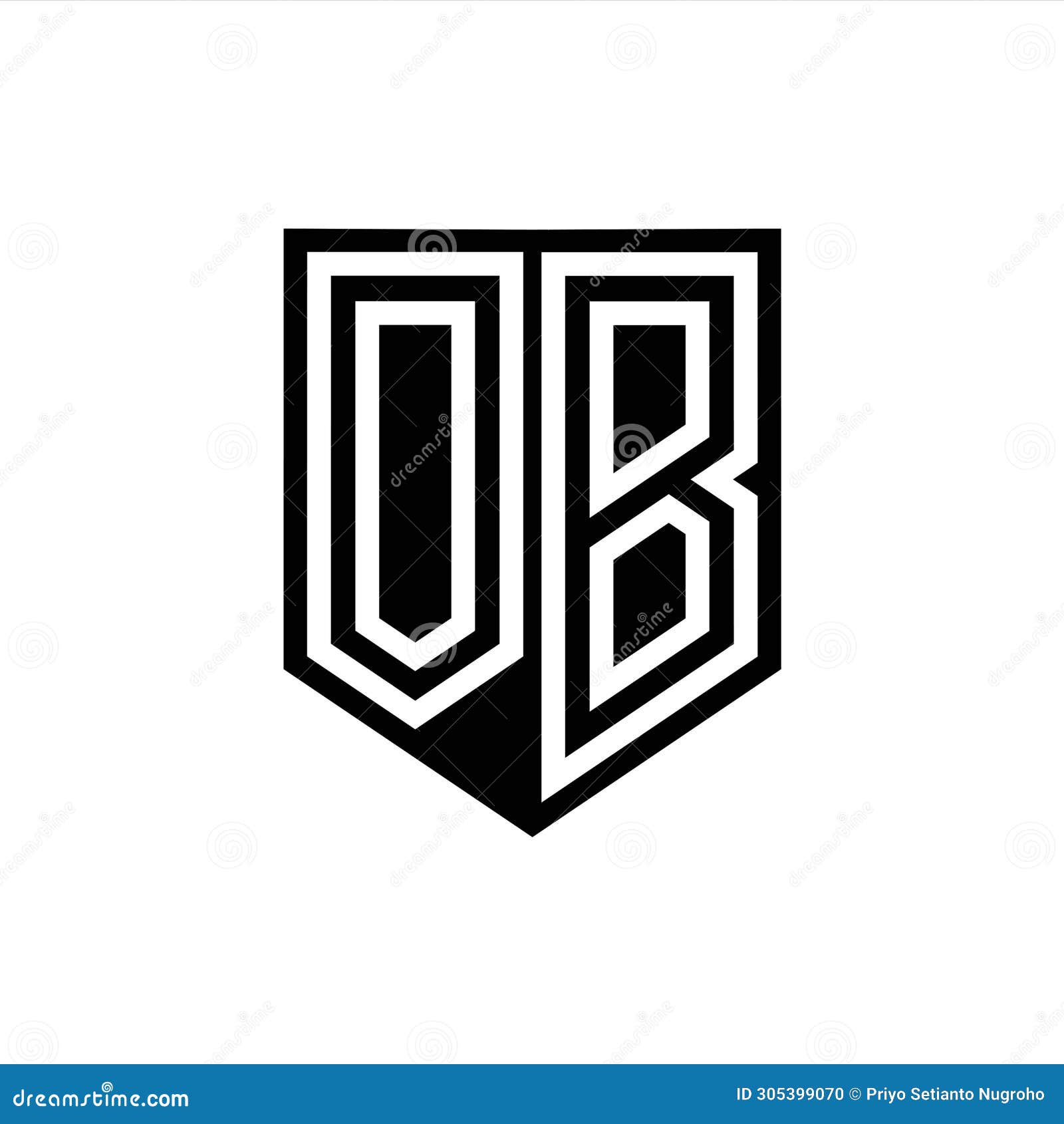 OB Logo Monogram Shield Geometric White Line Inside Black Shield Color ...