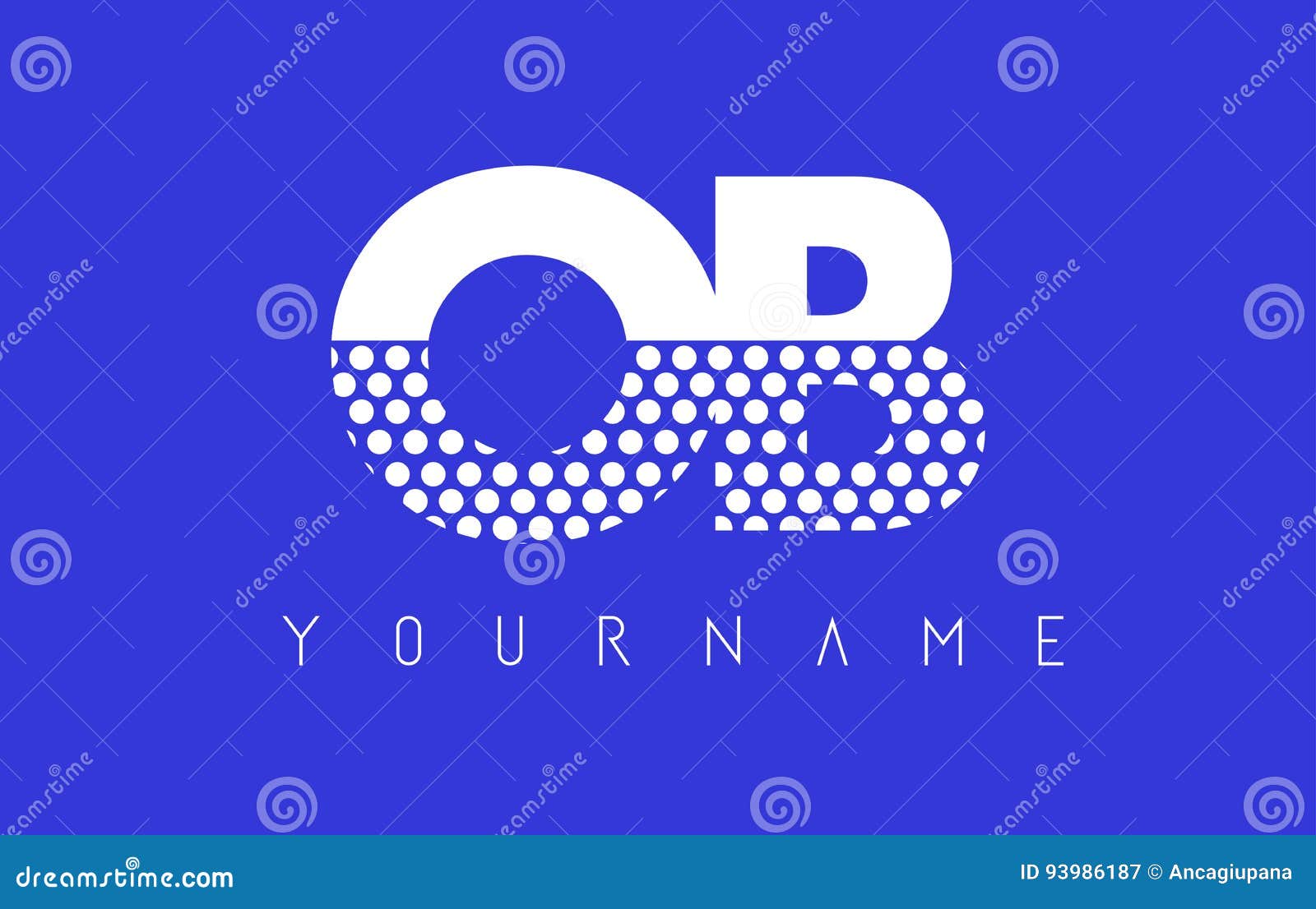 OB O B Dotted Letter Logo Design with Blue Background. Stock Vector ...