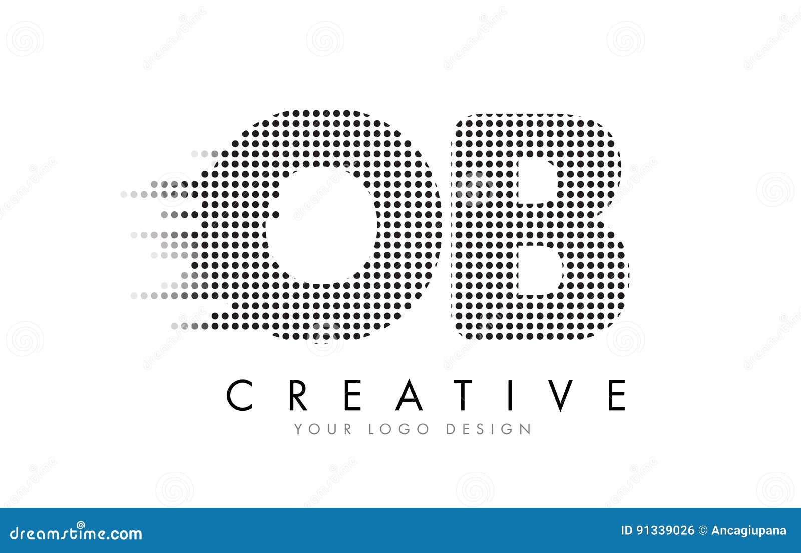 OB O B Letter Logo with Black Dots and Trails. Stock Vector ...