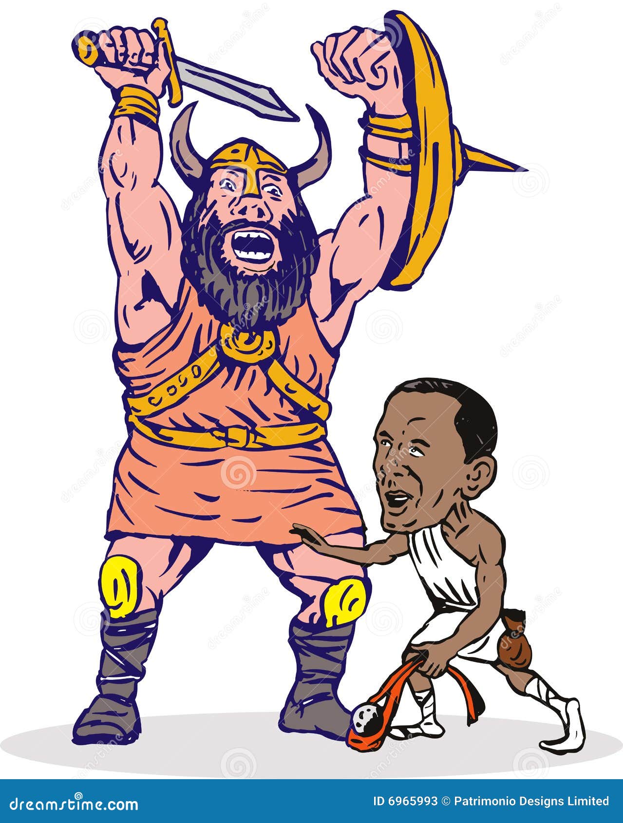 David And Goliath Illustration Sketch Royalty-Free Cartoon ...