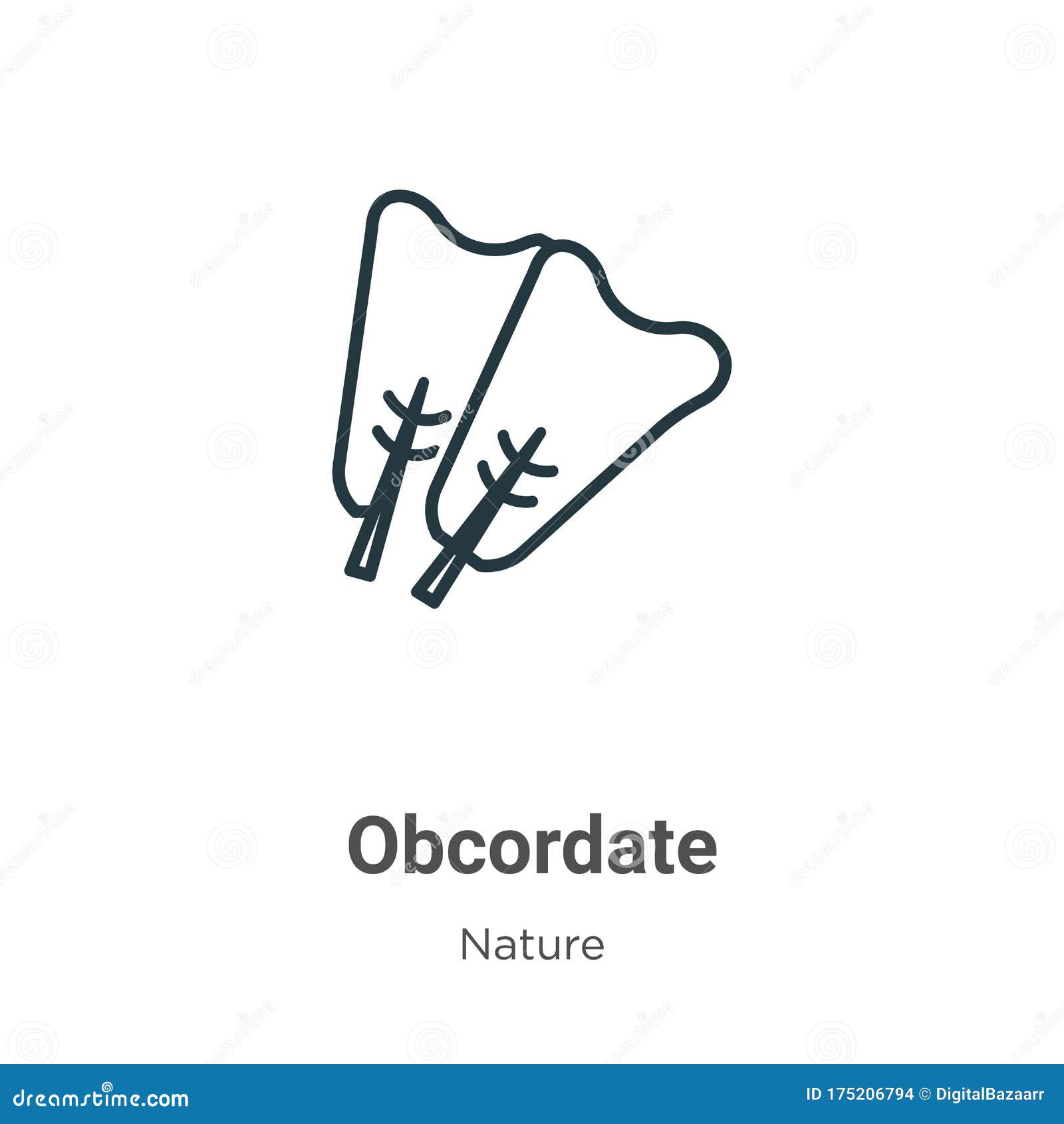 Obcordate Outline Vector Icon. Thin Line Black Obcordate Icon, Flat ...