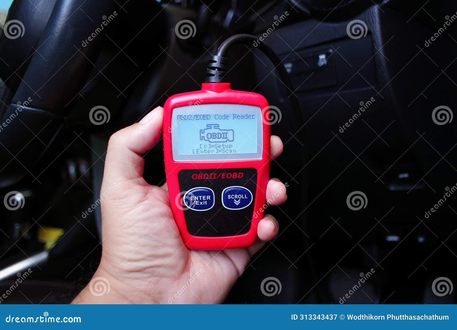 OBD2 or OBD Scanner in a Auto Mechanic Hand for Engine System Analysis ...
