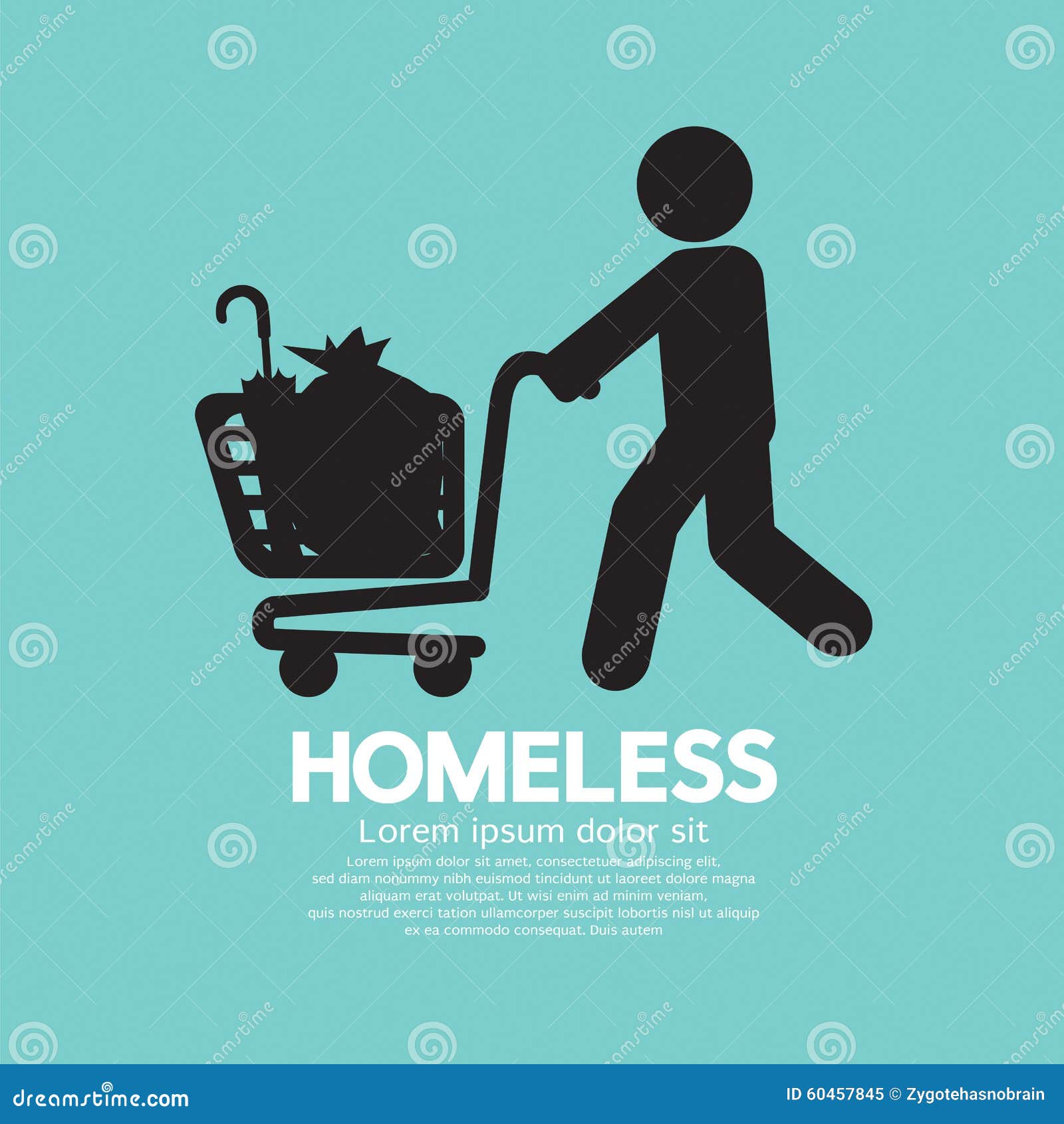 Obdachloser Mit Besitz-Warenkorb-Symbol Vektor Abbildung - Illustration ...