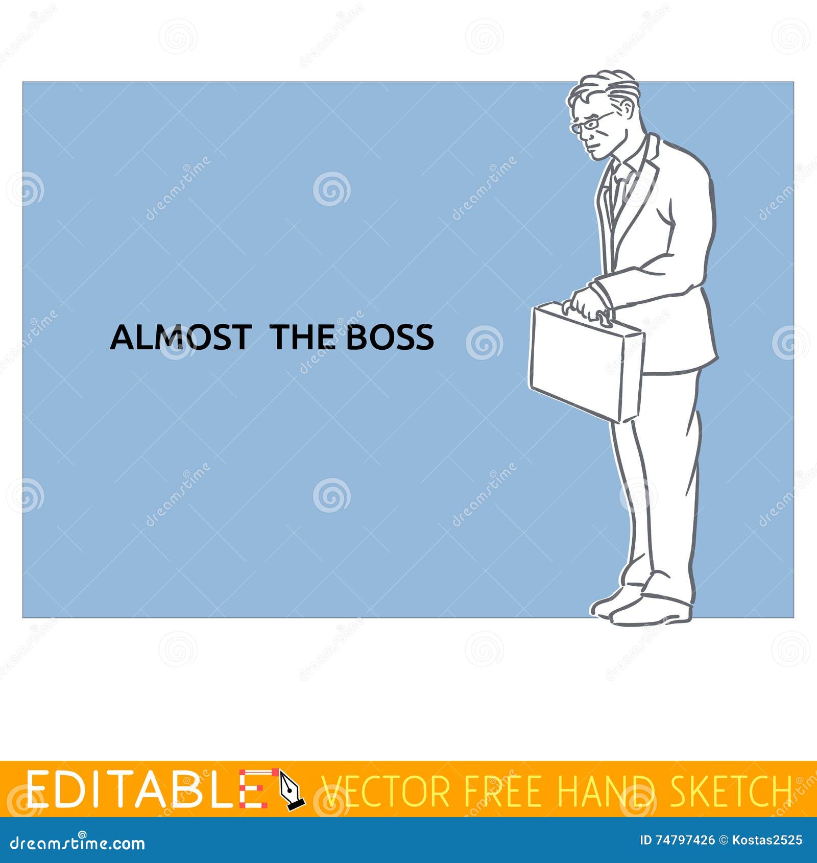 Obedient Worker almost the Boss. Editable Vector Card in Free Hand ...