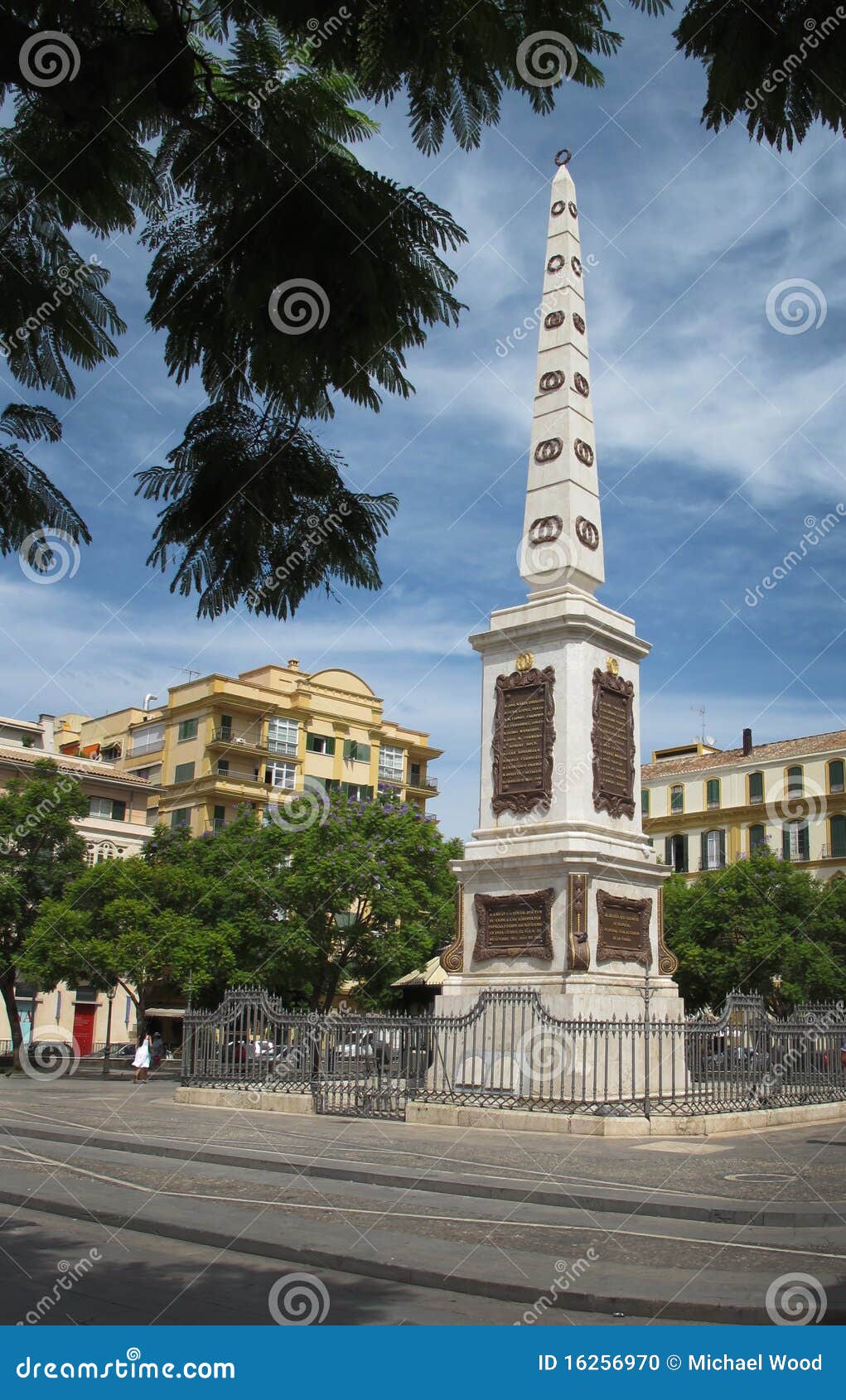 Obelisk Monument - Malaga Spain Stock Photo - Image of architecture ...