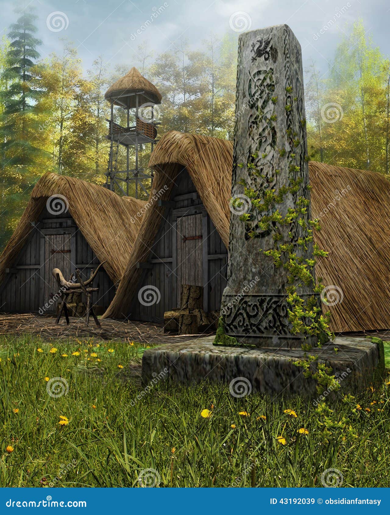 Obelisk In An Old Village Stock Image | CartoonDealer.com #43192039