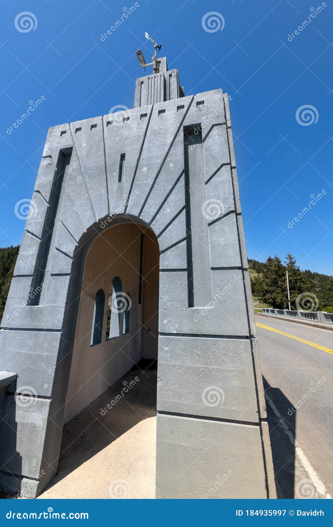 Obelisk on the Rogue River Bridge in Gold Beach, Oregon Stock Image ...