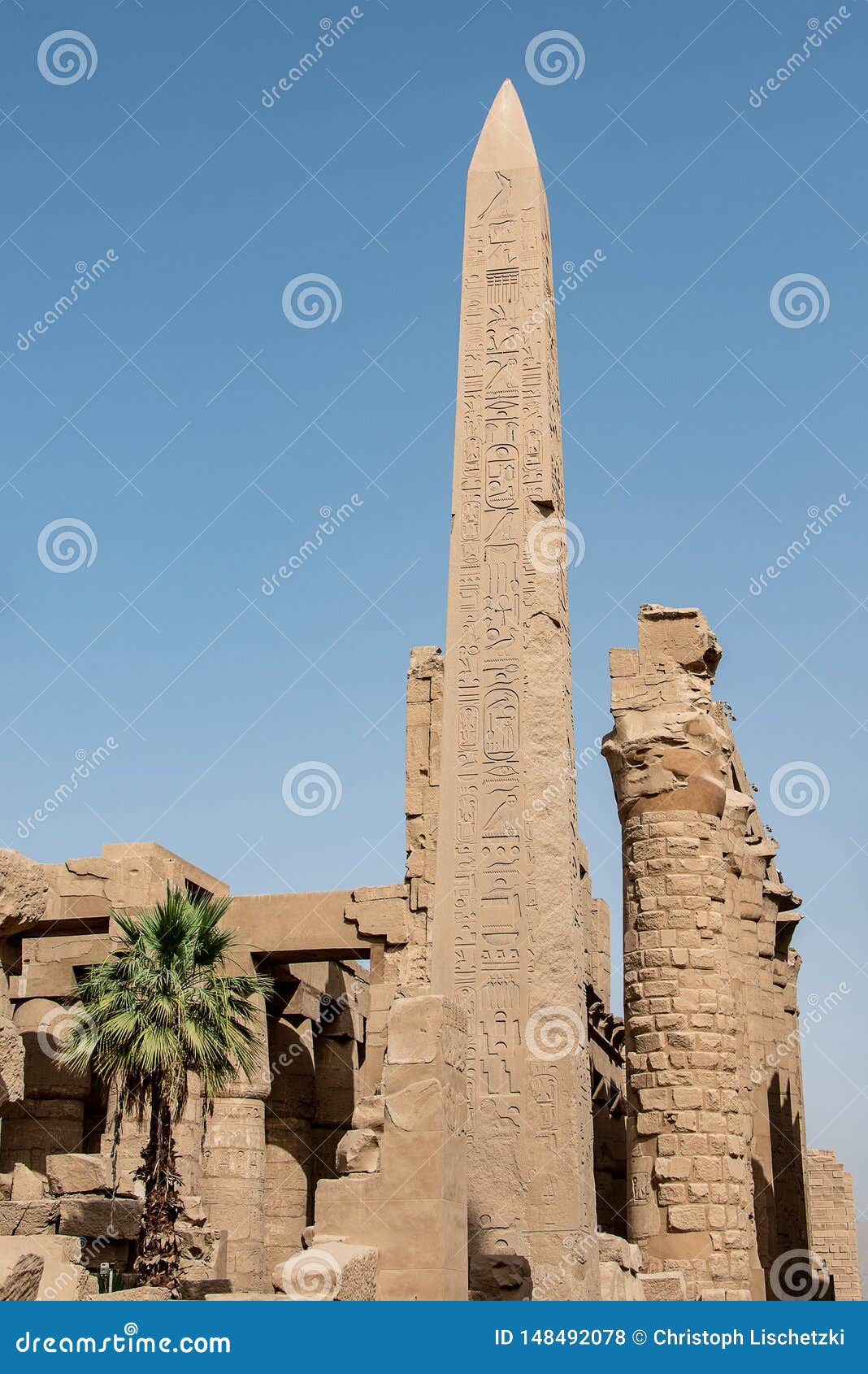 Obelisk of Thutmose at the Temple of Amon-Ra, Karnak, Luxor Egypt Stock ...