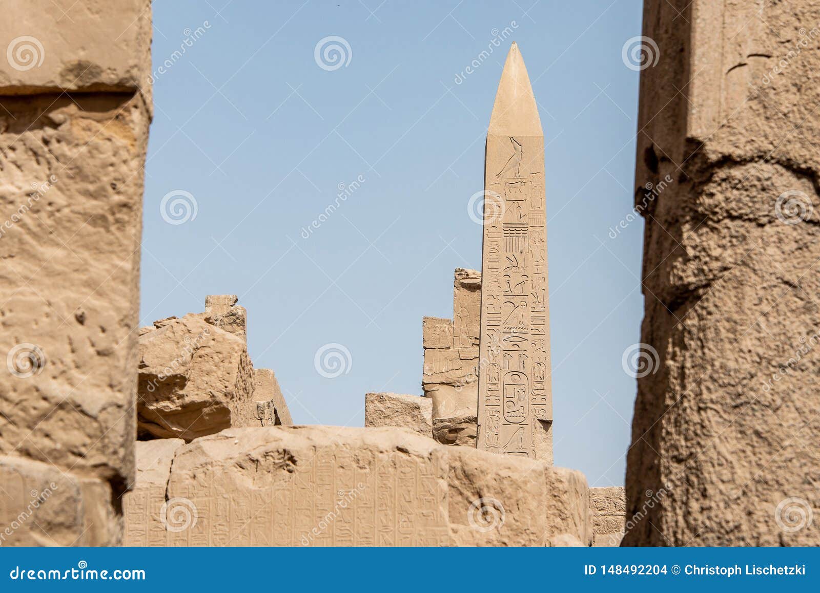 Obelisk of Thutmose at the Temple of Amon-Ra, Karnak, Luxor Egypt Stock ...