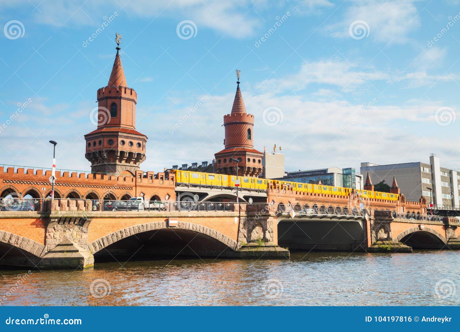 Oberbaum bridge in Berlin stock photo. Image of river - 104197816