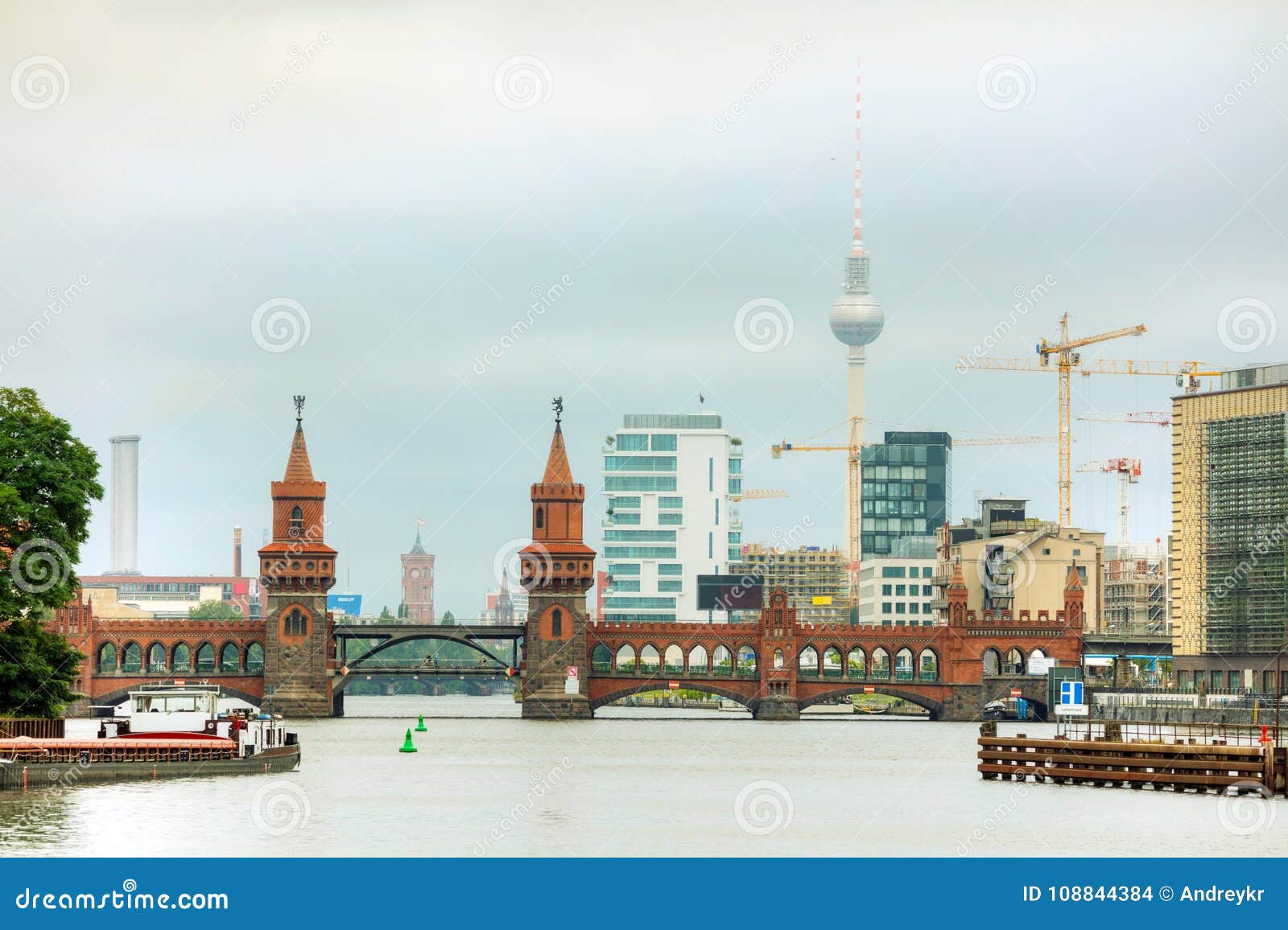 Oberbaum bridge in Berlin stock photo. Image of historic - 108844384