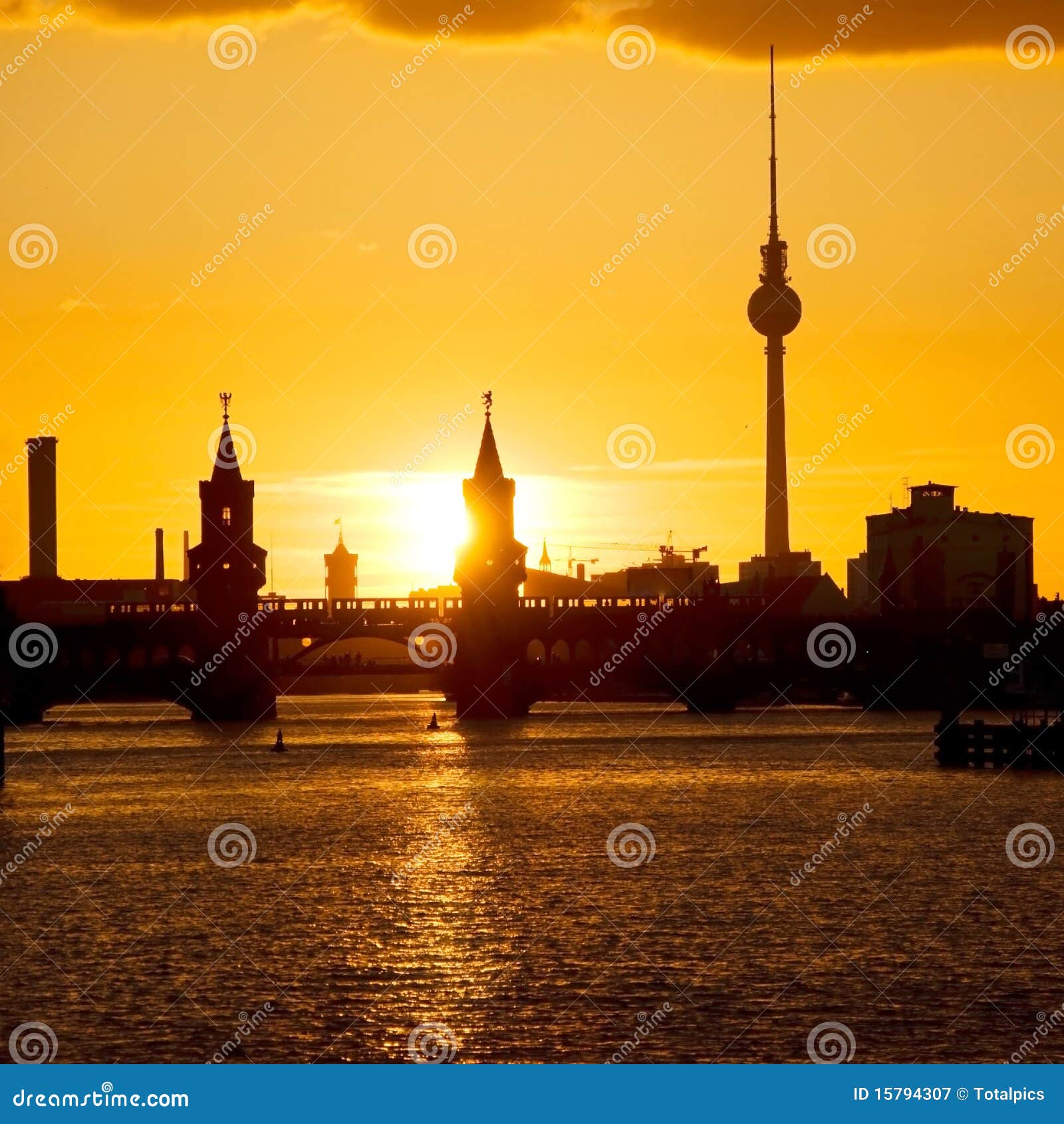 Oberbaumbruecke Berlin Sunset Stock Image - Image of river ...