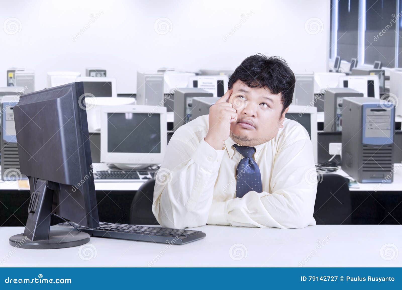 Obese Businessman Working in the Office Stock Image - Image of business ...
