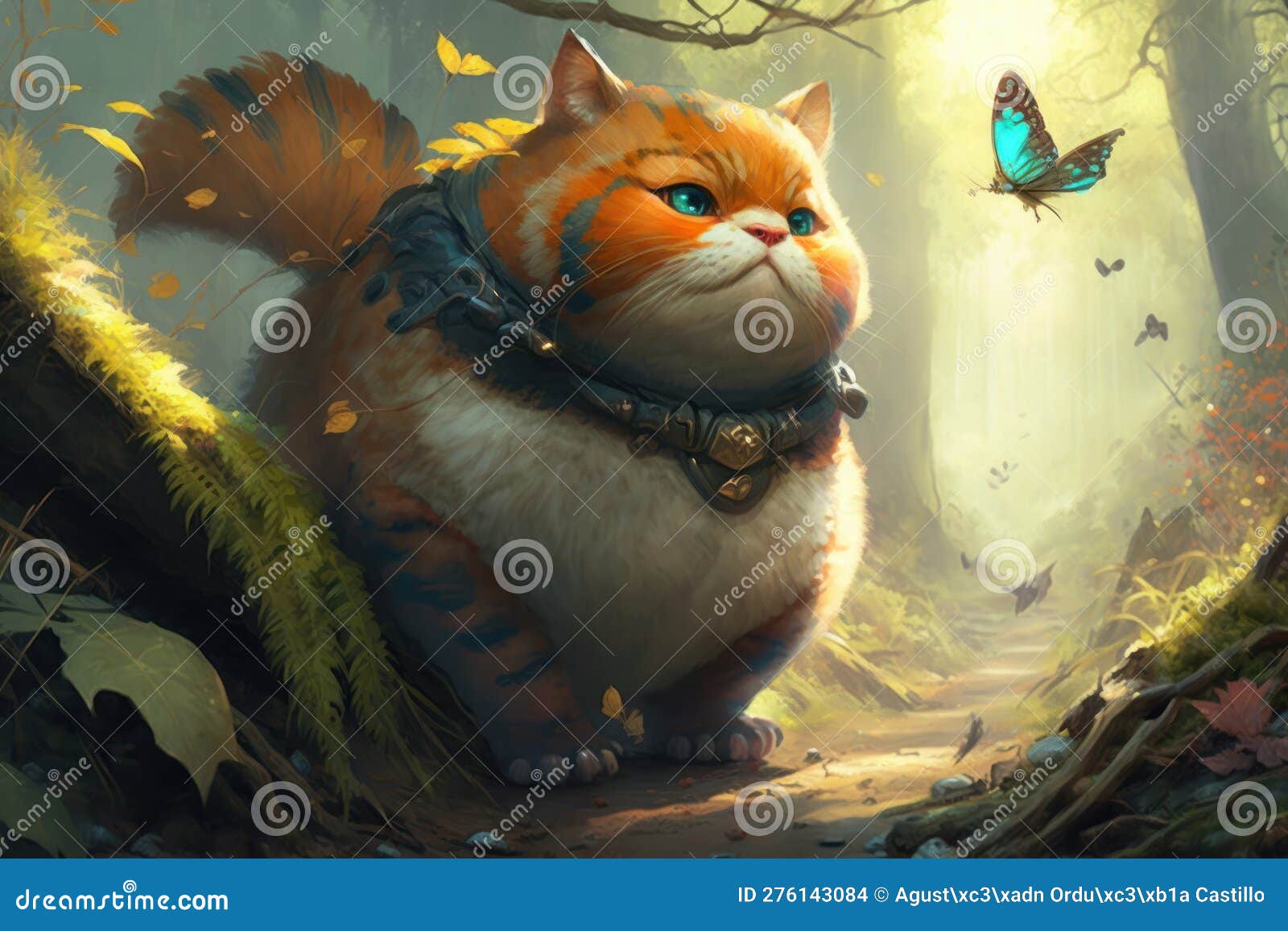 Obese Cat Walking through the Woods. Ia Generative. Stock Illustration ...