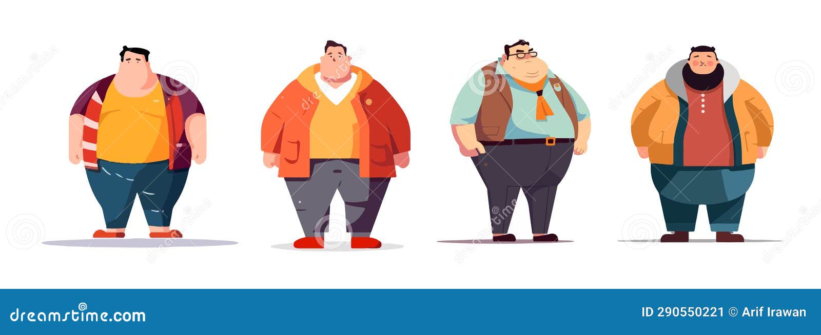 Sad Fat Man. Obese Character. Fatboy. Cartoon Vector Illustration ...