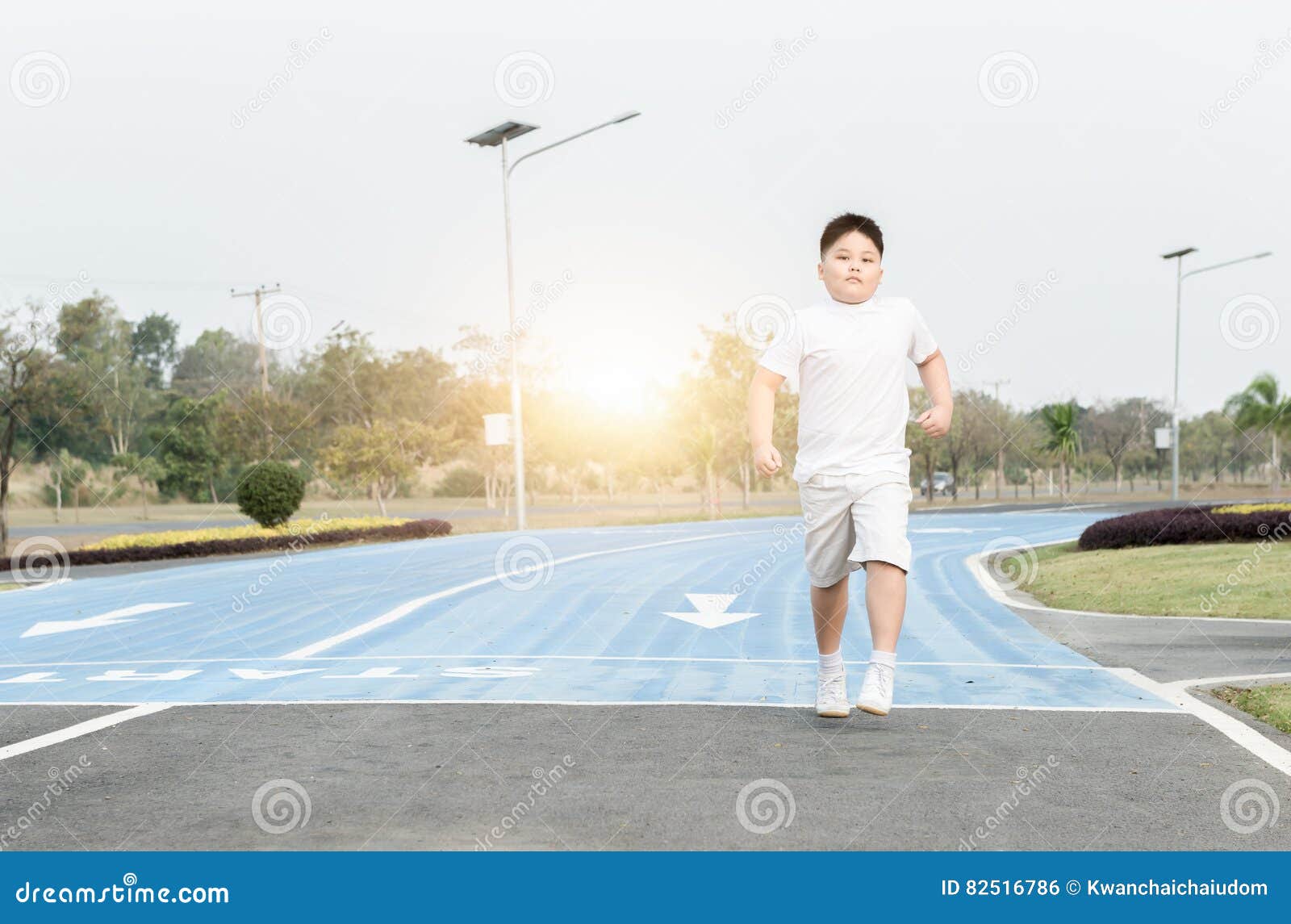 Obese Fat Boy Running on Park Stock Photo - Image of jogging, health ...