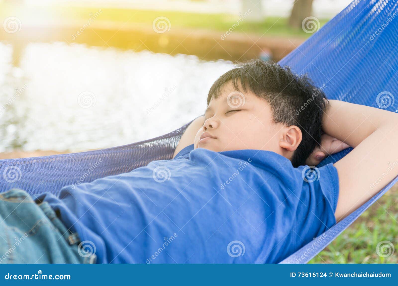 Obese Fat Boy Sleep And Hug Teddy Bear Royalty-Free Stock Photo ...