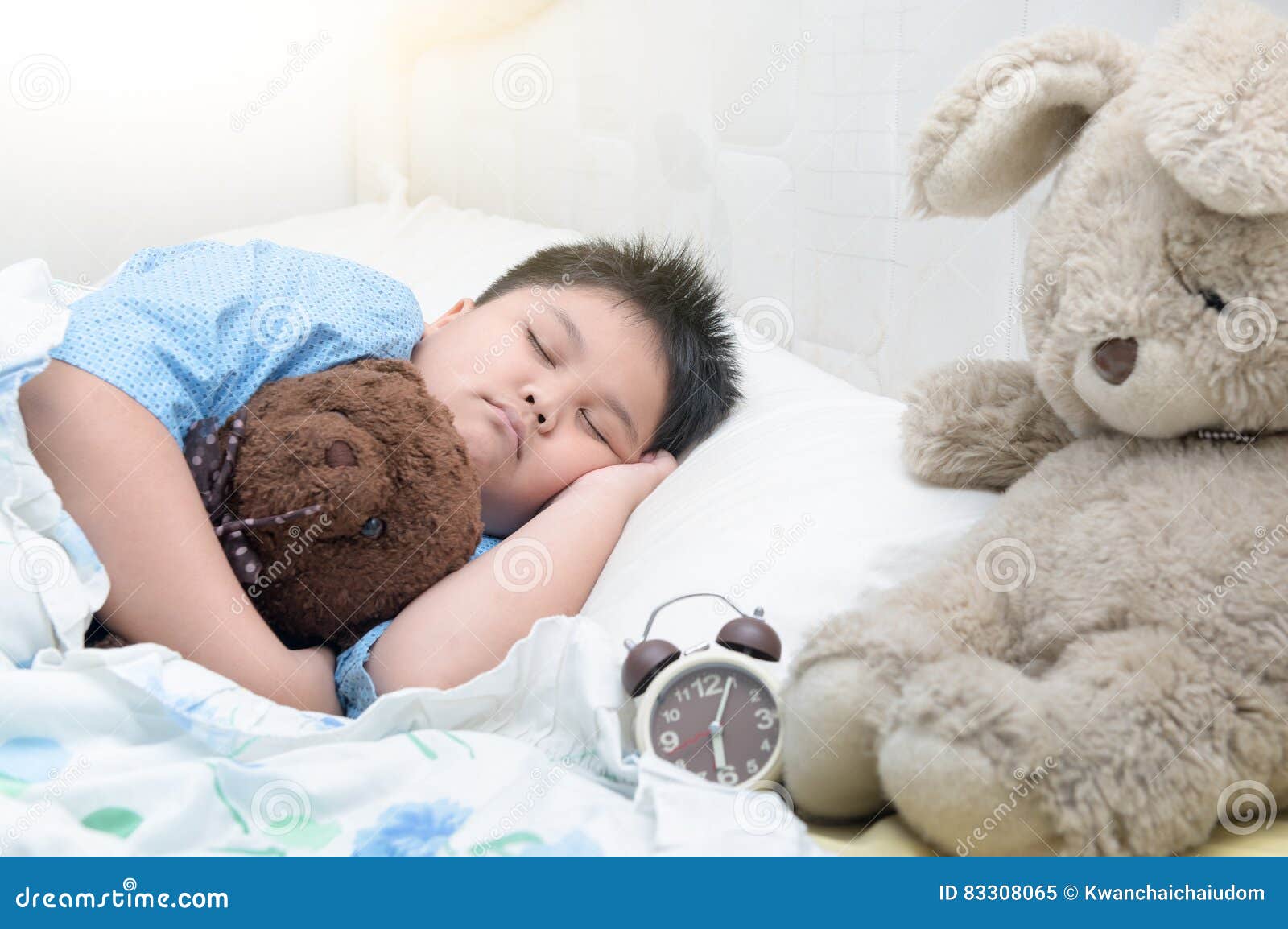 Obese Fat Boy Sleep and Hug Teddy Bear Stock Image - Image of face ...