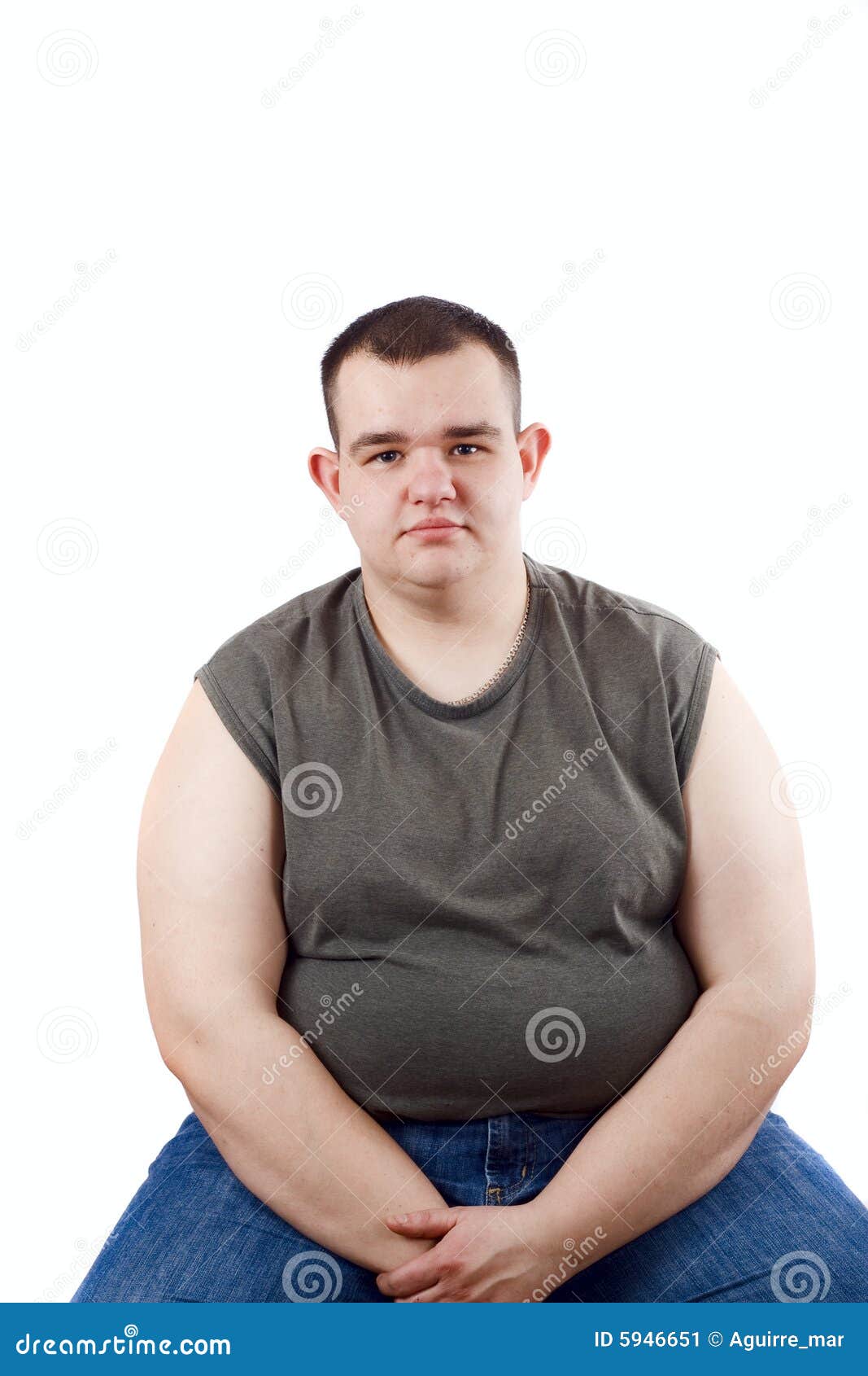 Obese man stock image. Image of thoughtful, jeans, portrait - 5946651