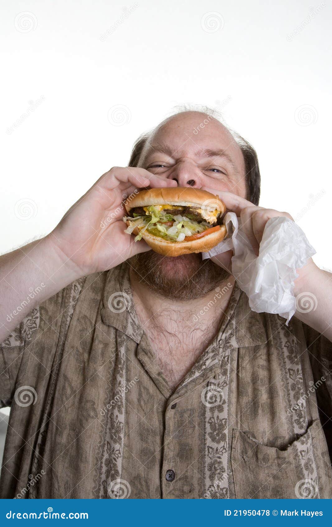Obese man eating fast food stock photo. Image of eating - 21950478