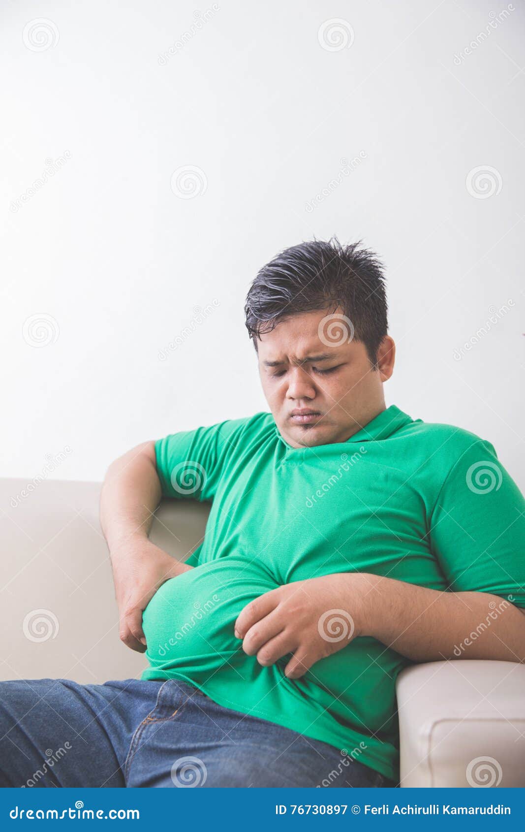 Obese Man Thinking about His Weight Problem Stock Image - Image of ...