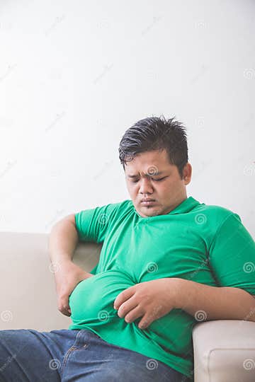 Obese Man Thinking about His Weight Problem Stock Image - Image of ...
