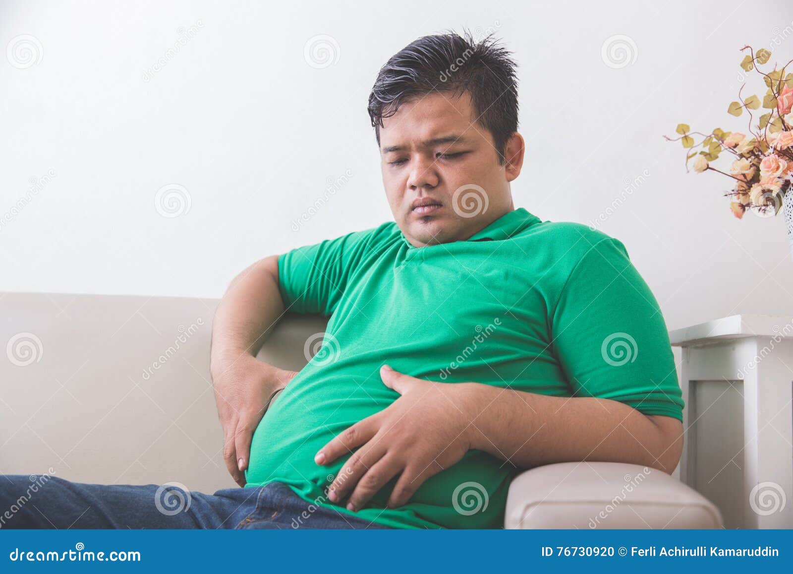 Obese Man Thinking about His Weight Problem Stock Photo - Image of ...