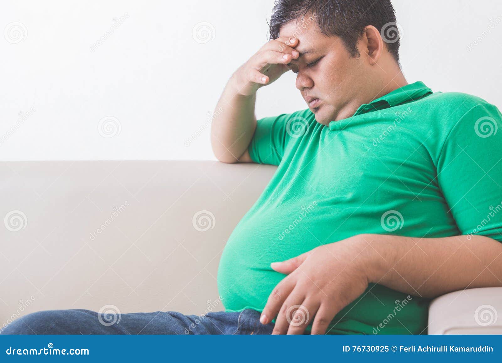 Obese Man Thinking about His Weight Problem Stock Image - Image of size ...