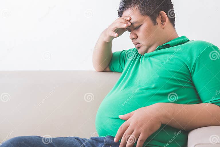 Obese Man Thinking about His Weight Problem Stock Image - Image of size ...