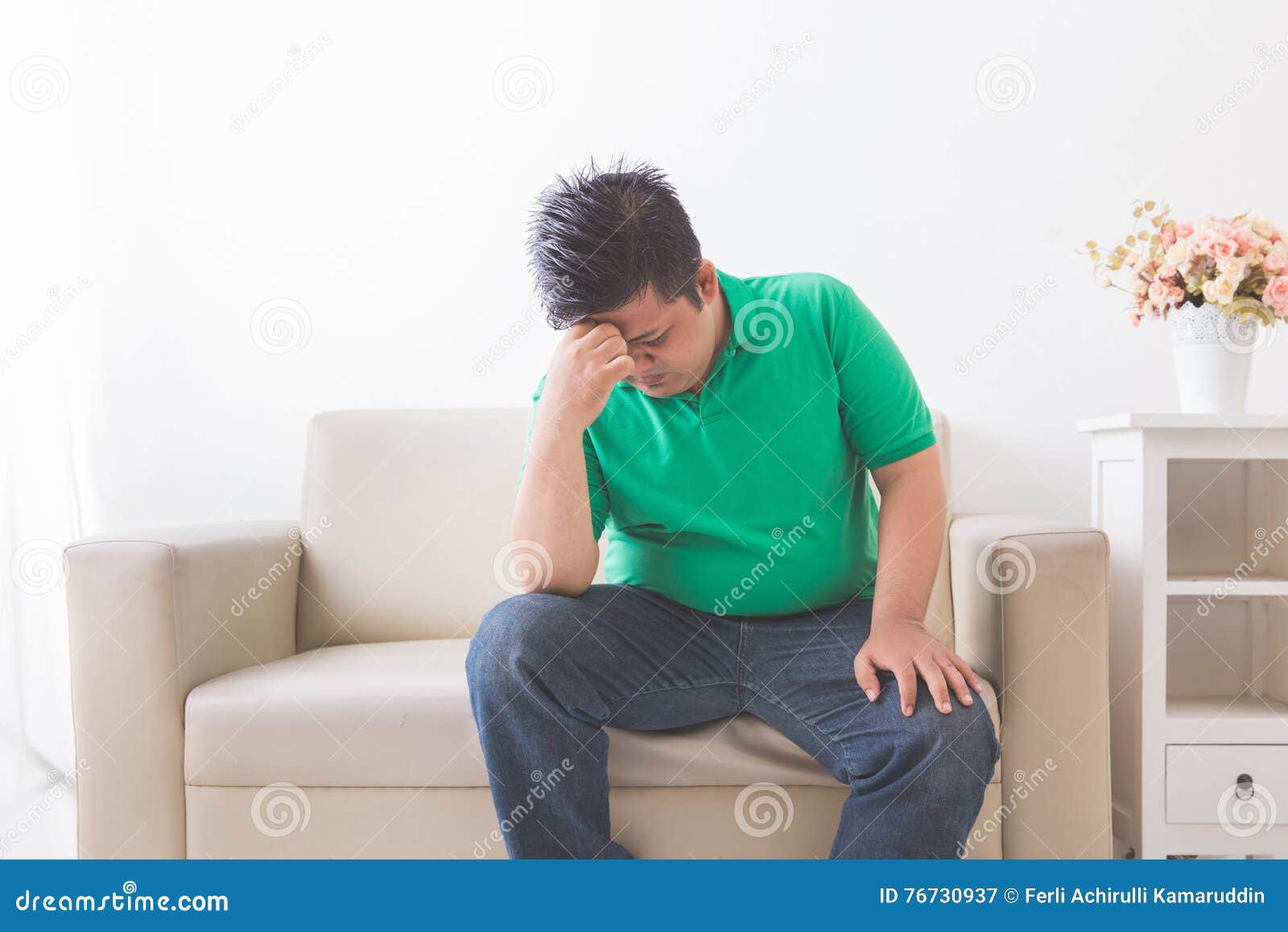 Obese Man Thinking about His Weight Problem Stock Image - Image of ...