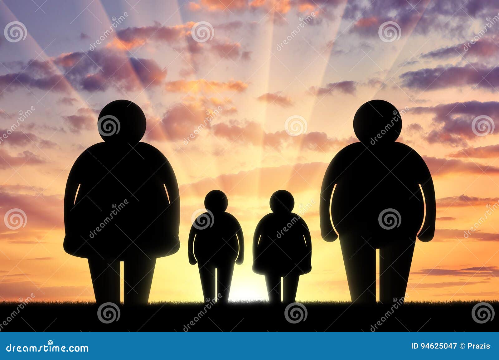Obesity family concept stock illustration. Illustration of family ...