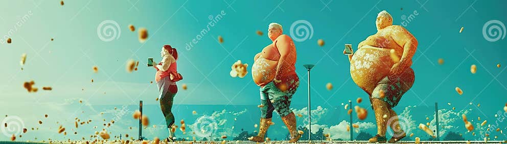 Obesity and Health Issues Visualized through Bold Intense Abstract ...