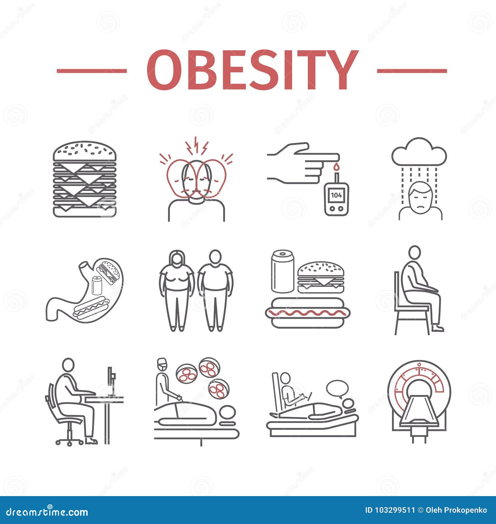 Obesity Line Icon Infographics. Vector Sign for Web Graphics. Stock ...