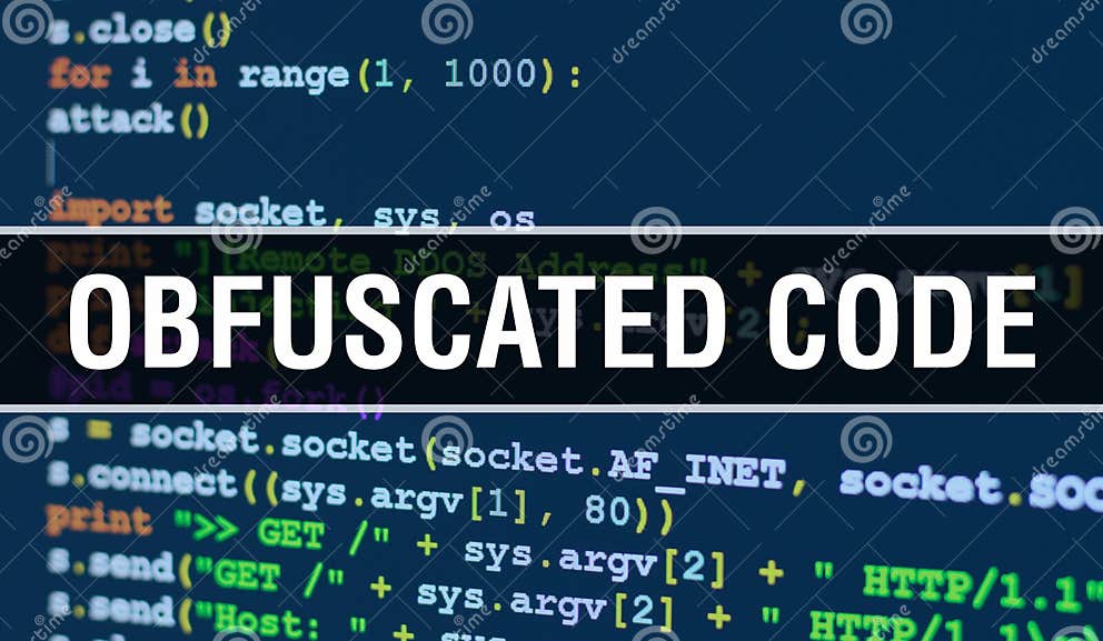 Obfuscated Code Concept with Random Parts of Program Code. Obfuscated Code with Programming Code ...