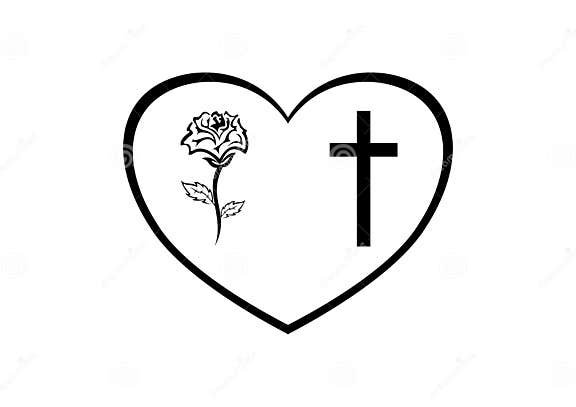 Obituary Notice - Heart Frame with Cross and Rose Stock Vector ... Obituary Notice - Heart Frame with Cross and Rose Stock Vector ...