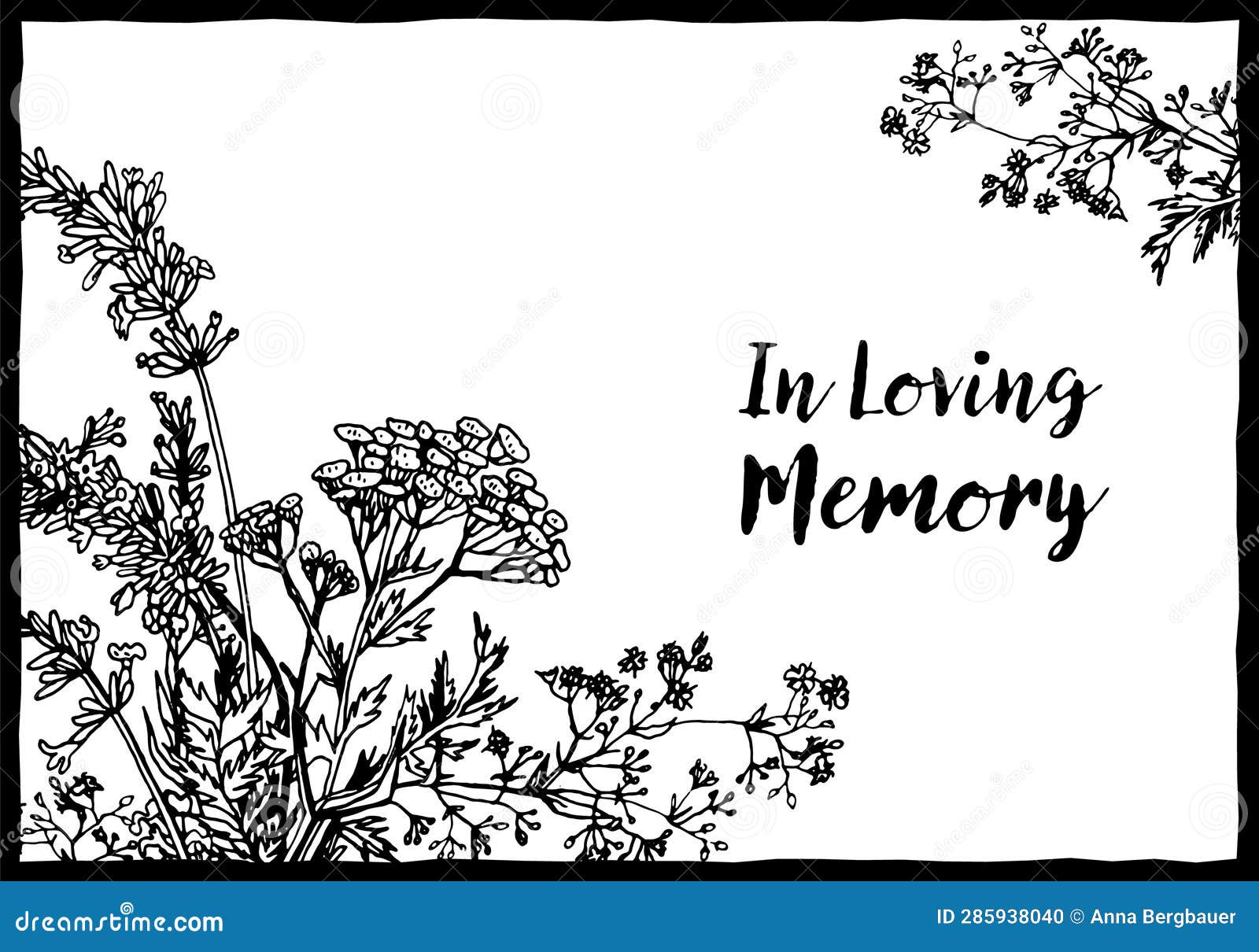 Obituary Postcard with the Text in Loving Memory. Stock Vector ...