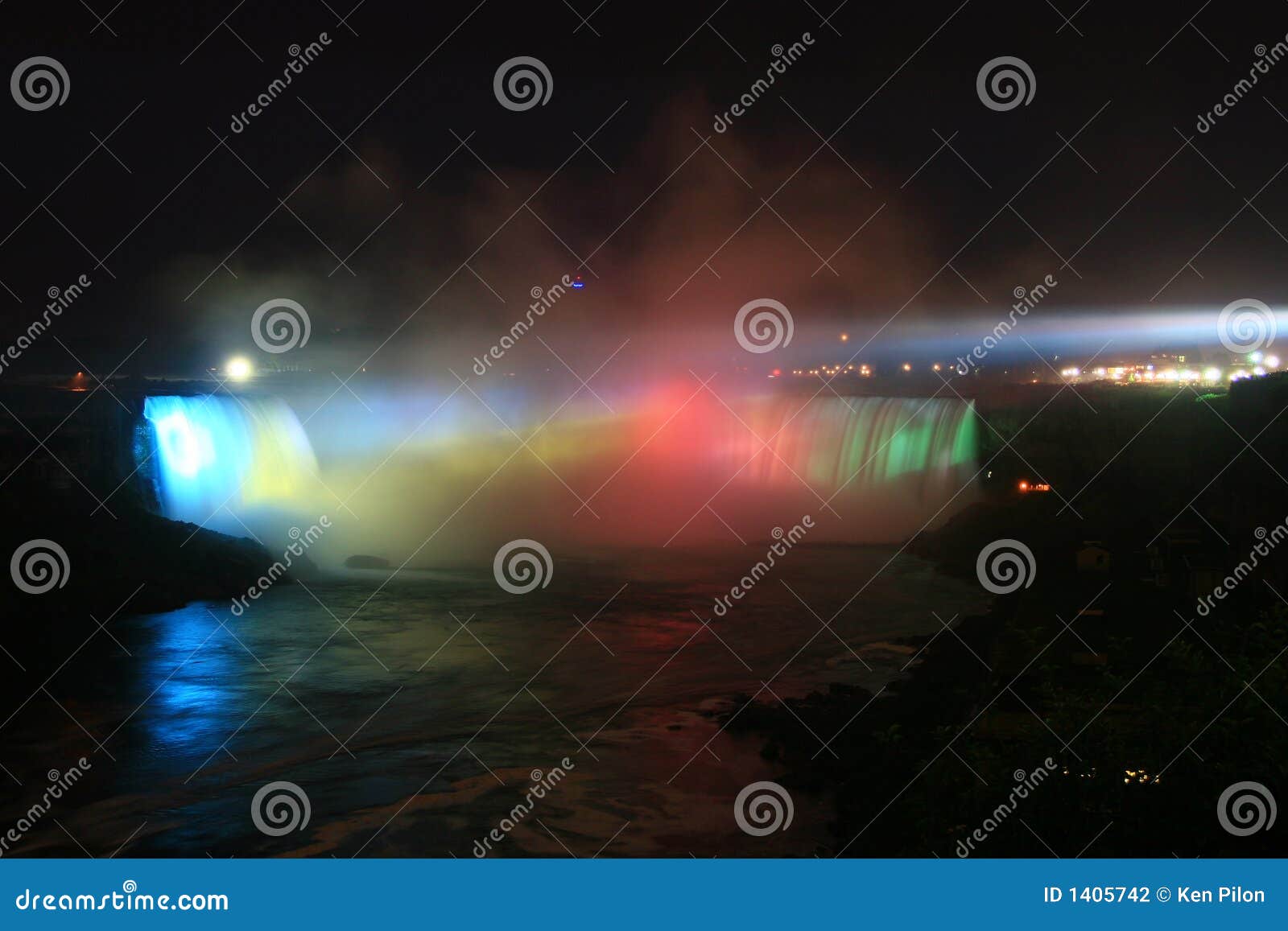 Objętych Podkowy Wodospad Niagara Jest Noc Zdjęcie Stock - Obraz ...